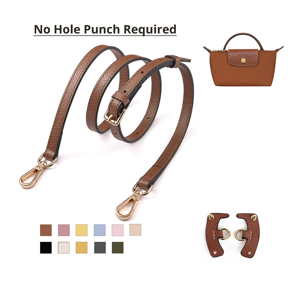 Leather Straps DIY Conversion Kits for Longchamp Mini - No Hole Punch ...
