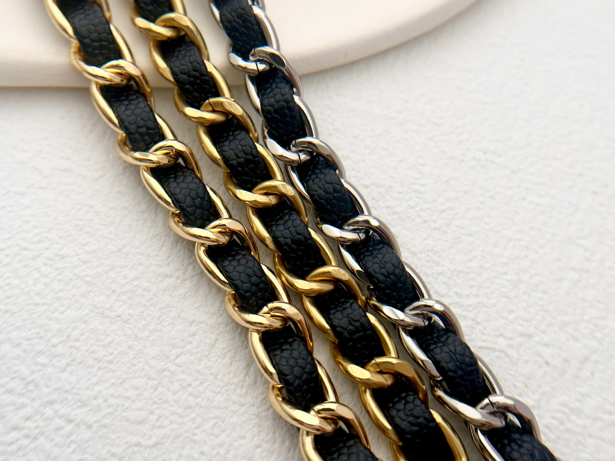 Metal Bag Chain with Leather Strap - Gold, Matt Gold, or Silver | L&S ...
