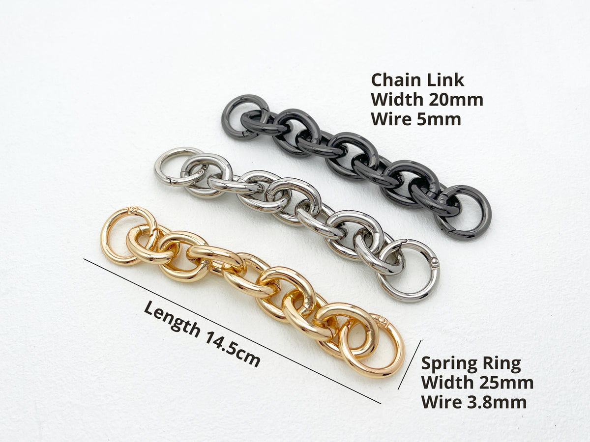 Thick Bag Chain Strap Extenders - Gold, Silver, Gun Metal | L&S LEATHER