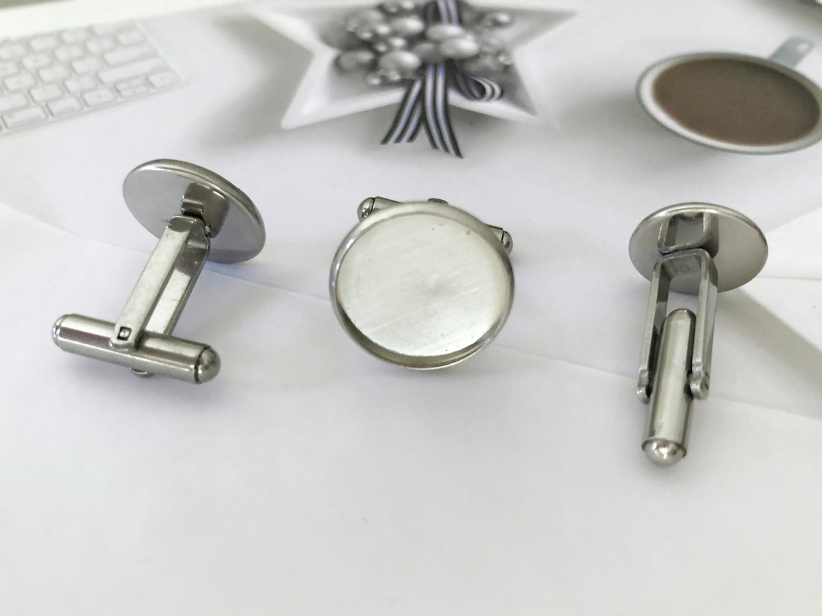 2pcs Round Cuff Links Blanks Stainless Steel, Sleeve Button, DIY Cuff ...