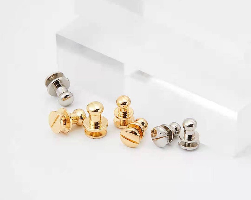 2/10 Sets Brass Button Studs, Screw Back Button, Metal Studs, Round He ...